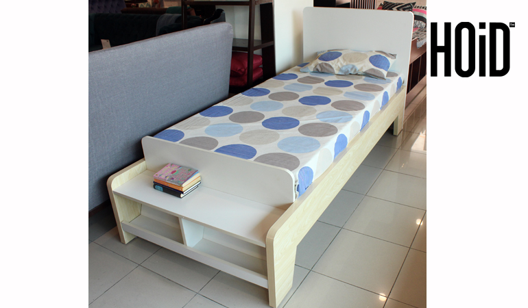 Saman! Single Bed with Storage Shelf in Lamination Pressing - HOiD.pk
