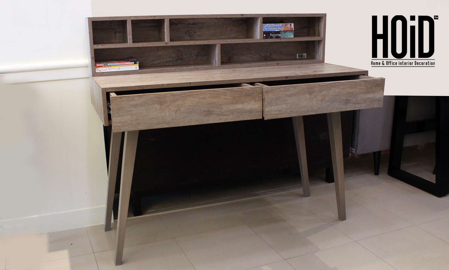 Steel Study Table with Top Shelf and 2 Drawers - HOiD.pk