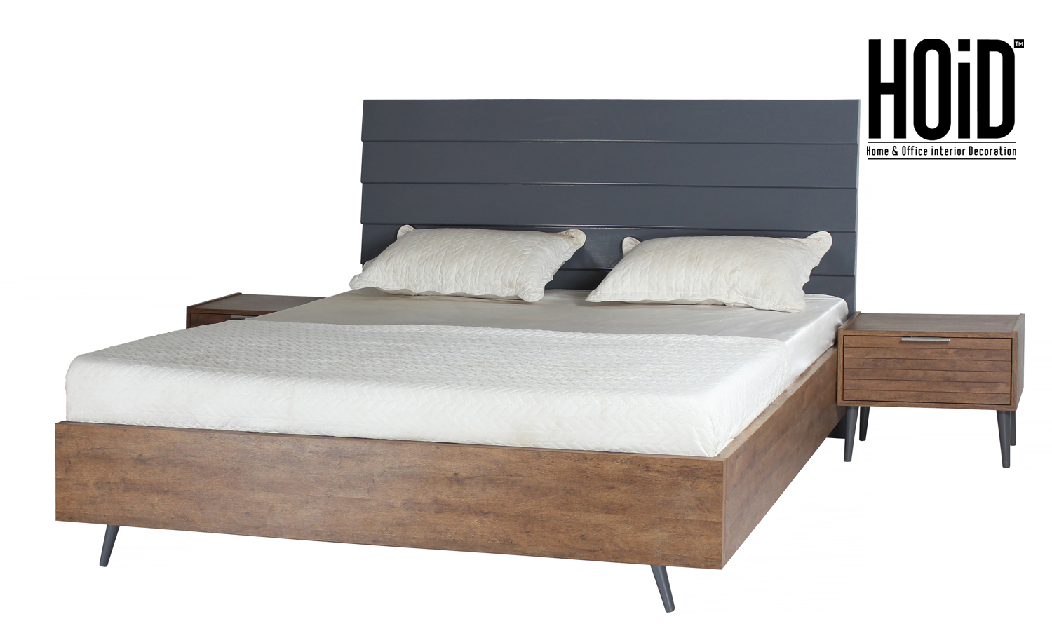 Vene Bed + 2 Side Tables + 1 Dresser + 1 Mirror - HOiD.pk