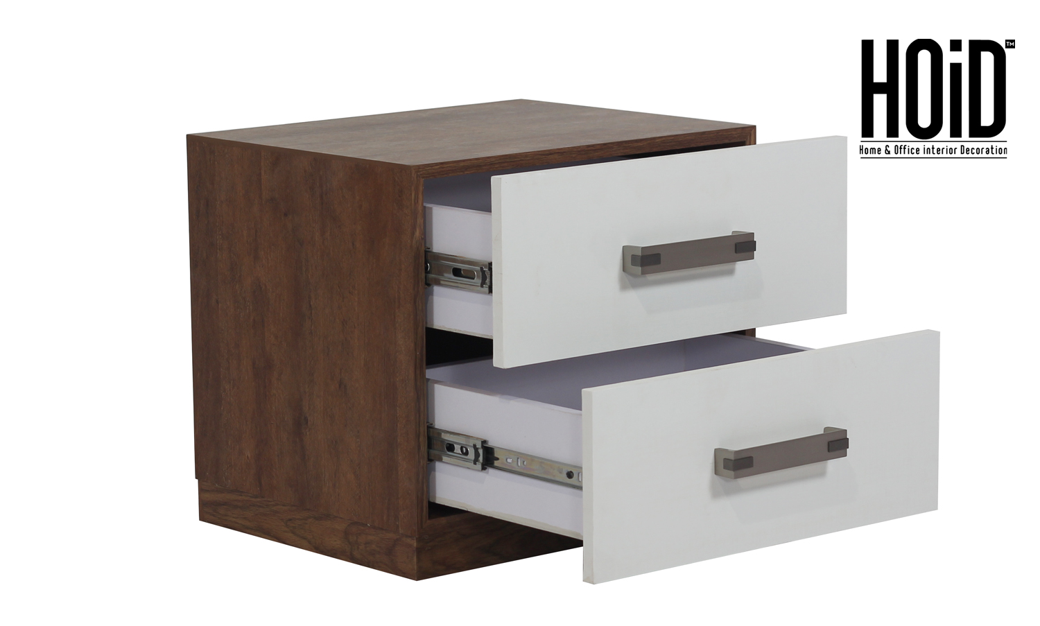 Code Bed with Extended Panel & 2 Side Tables - HOiD.pk