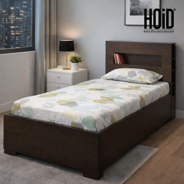 Saman! Single Bed with Storage Shelf in Lamination Pressing - HOiD.pk