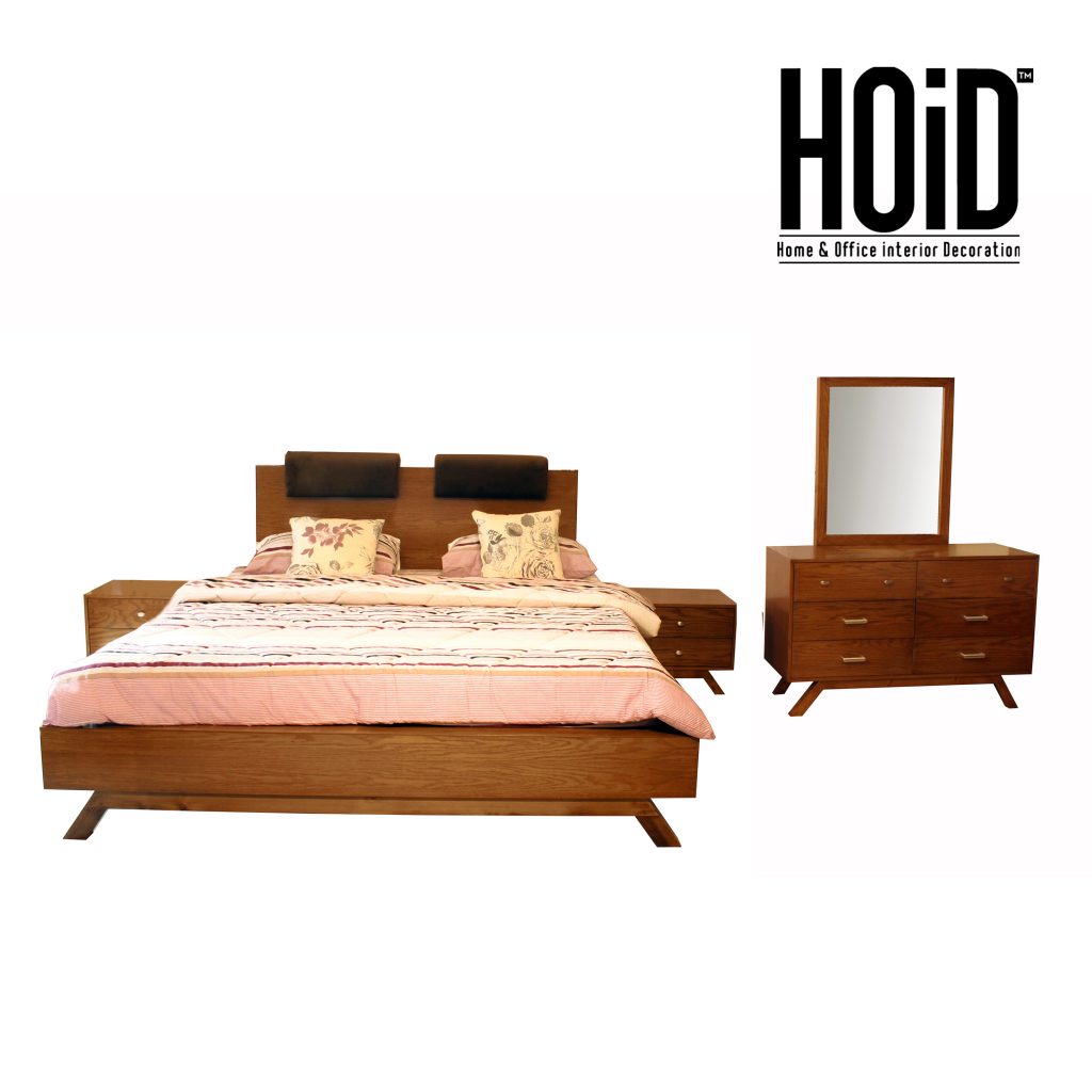 Ox! Formal Bed Set – Bed + 2 Side Tables + 1 Dresser + 1 Mirror – HOiD.pk