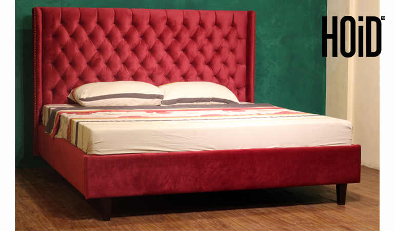 River Tufted Bed in Suede Fabric – HOiD.pk
