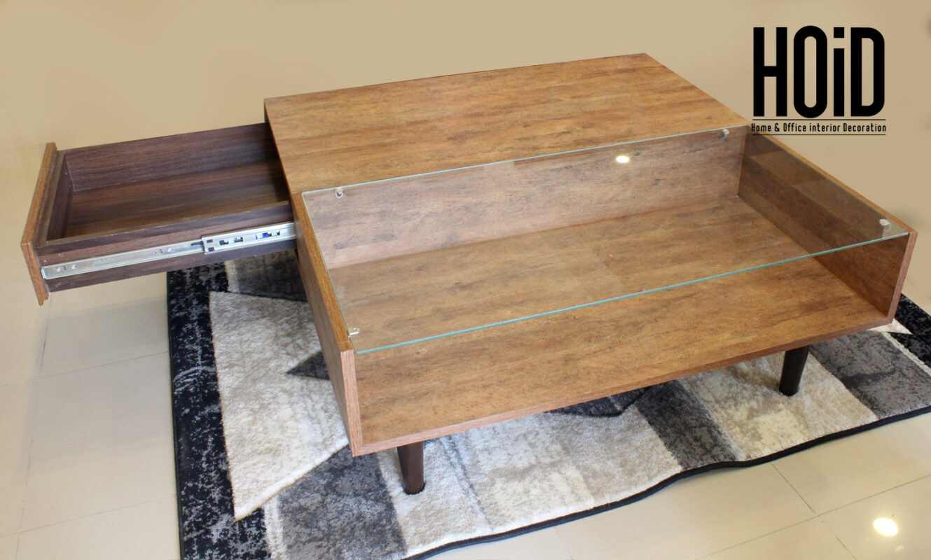 Part! Center Table, Half Glass top with 1 Drawer – HOiD.pk