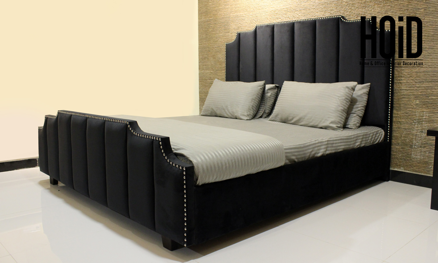 Raheem Bridal Bed in Suede Fabric - HOiD.pk