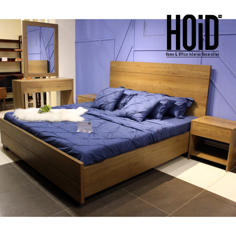 Goof Bed Set – Bed + 2 Side Tables + Dresser + Mirror – HOiD.pk