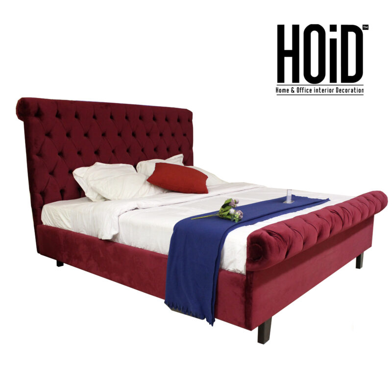 Prime Tufted Bed in Suede Fabric with Kiki Side Tables – HOiD.pk