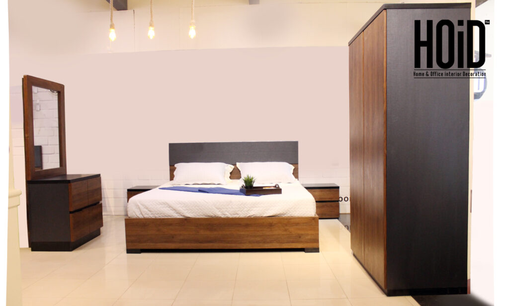 Cora Bed, 2 side tables, Dresser with Mirror & 2 Door Wardrobe – HOiD.pk
