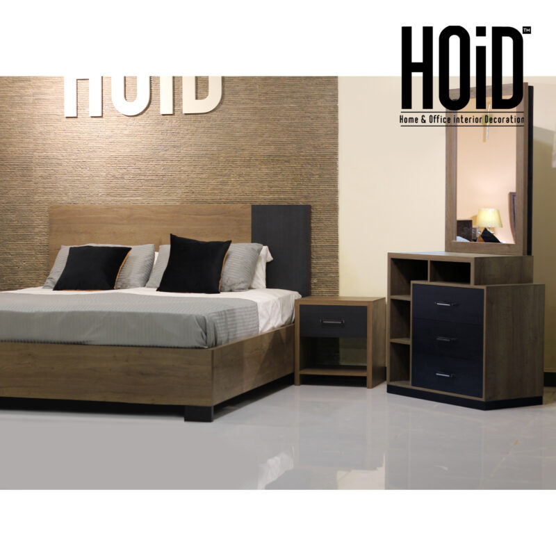 High Bed, 2 Side Tables, 1 Dresser, 1 Mirror – HOiD.pk