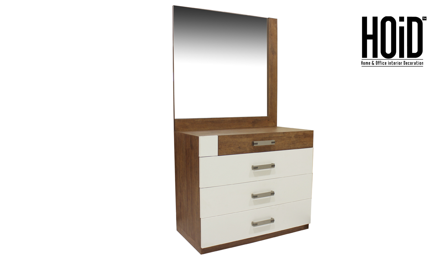 Code Bed with Extended Panel, 2 Side Tables, Dresser with Mirror - HOiD.pk