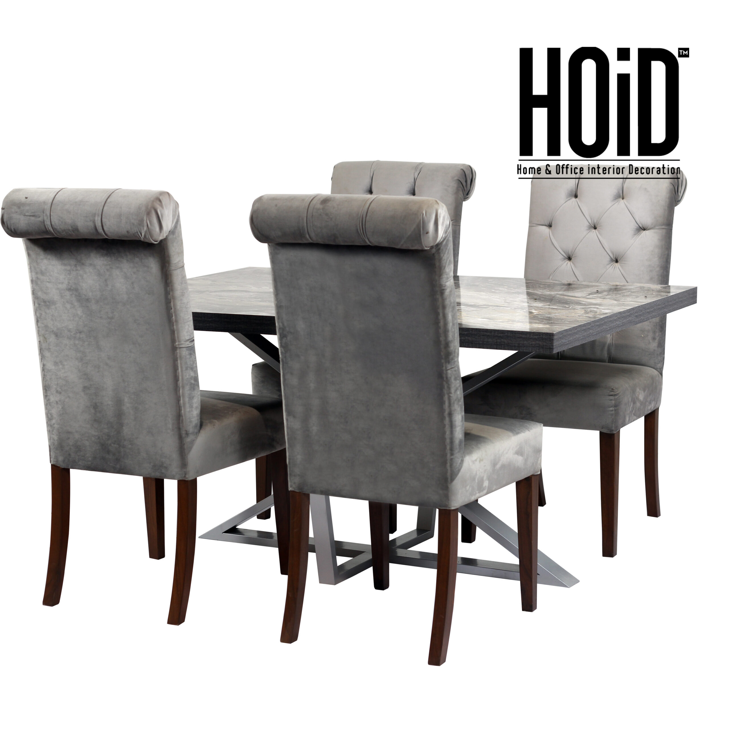 Race Dining Table with 4 Arzu Chairs - HOiD.pk