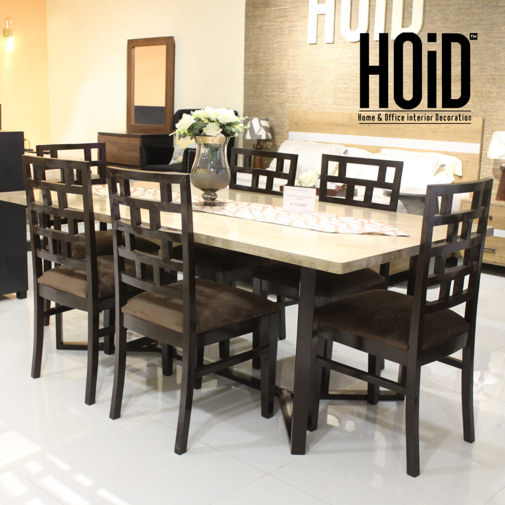 Trendy Dining Table with 6 Trade Chairs - HOiD.pk