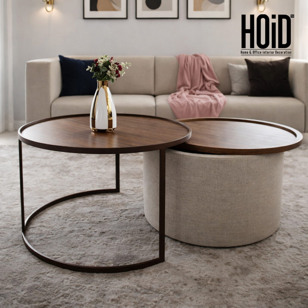 Juntos Set of 2 Center Tables with 1 Storage Space Table - HOiD.pk